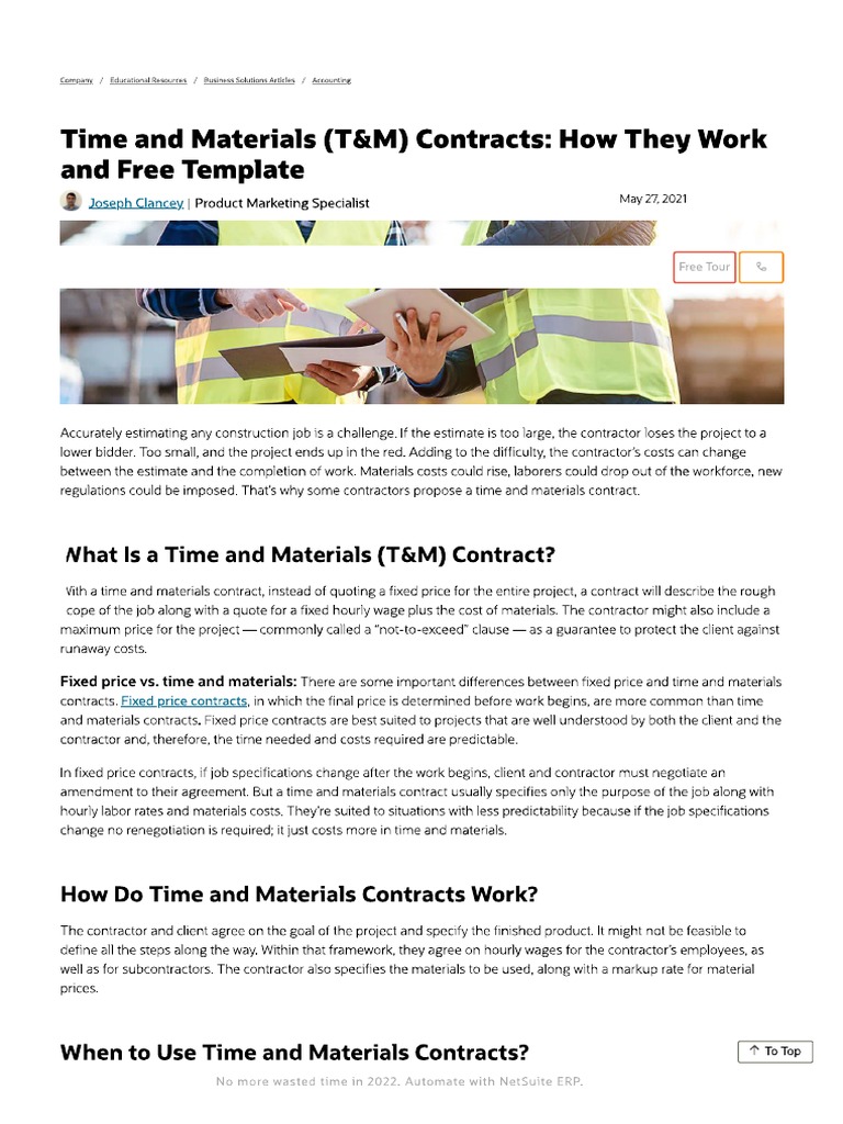 Time and Materials (T&M) Contracts - How They Work and Free Template ...