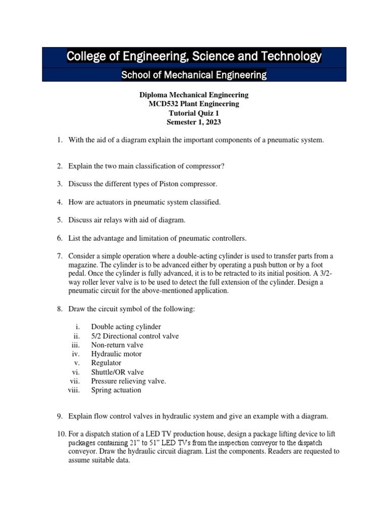 Tutorial Quiz 1 | PDF | Technology & Engineering