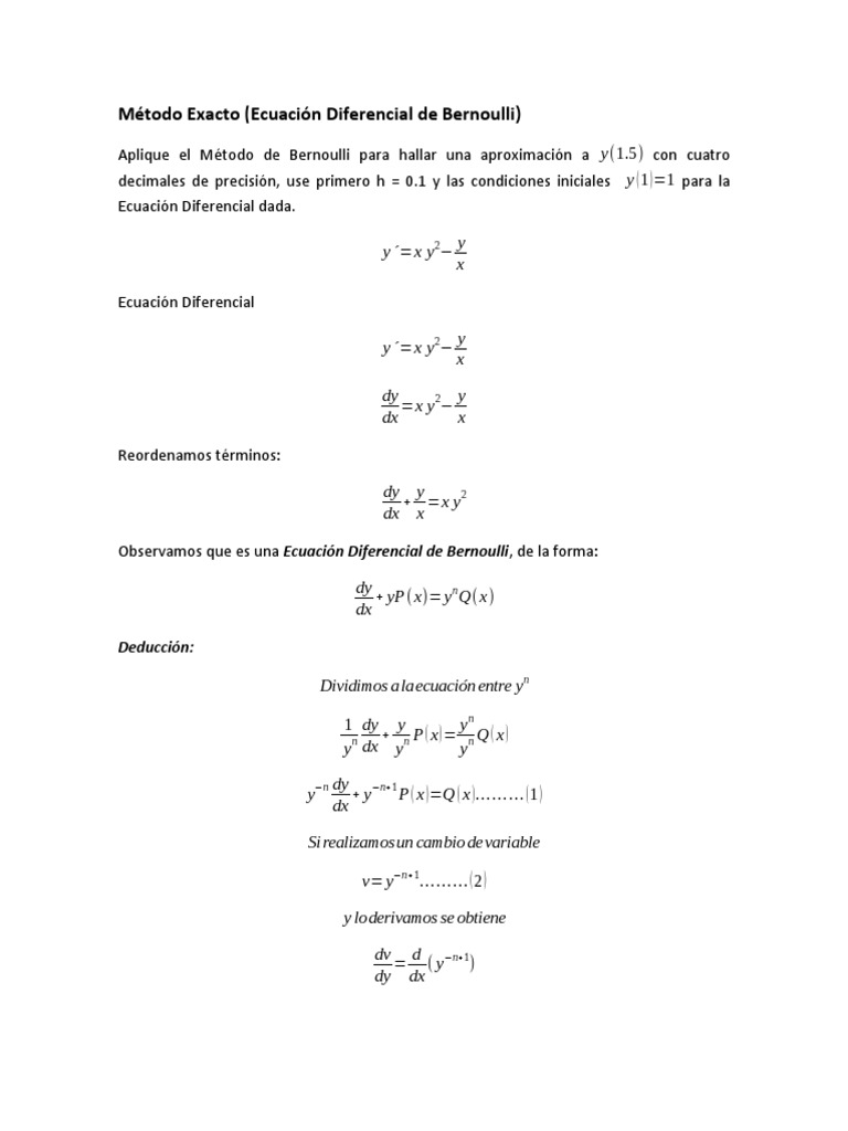 Metodo de Bernoulli | PDF | Ecuaciones | Integral
