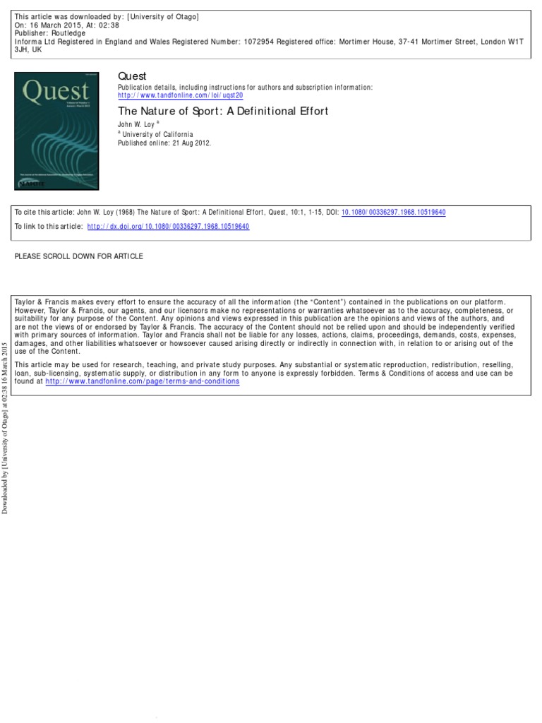 COLORED 5 John Loy - The Nature of Sport PDF | PDF | Sports