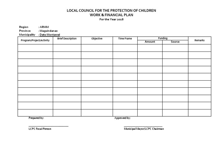 BCPC WORK AND FINANCIAL Action Plan | PDF