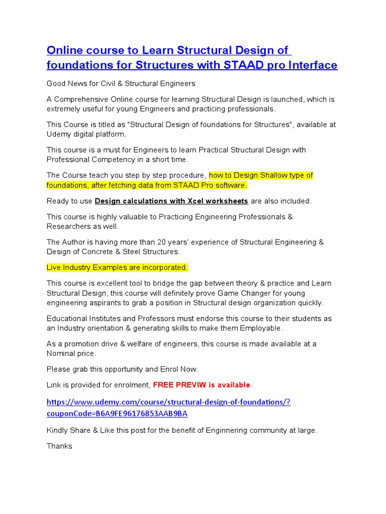 Online Course For Civil & Structural Engineers | PDF