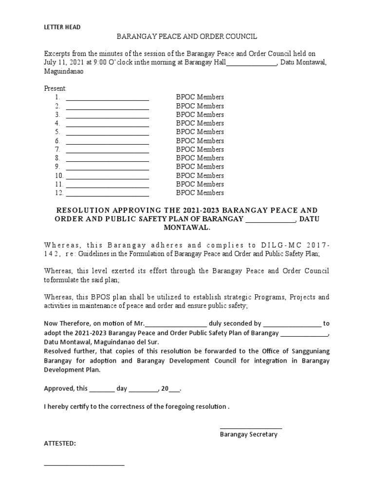 Bpoc Reso Approving Bpops | PDF | Finance & Money Management