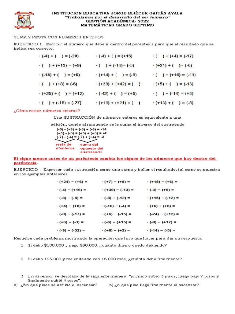 Guia 2 Matematicas 7. 2022 | PDF Guia 2 Matematicas 7. 2022 | PDF