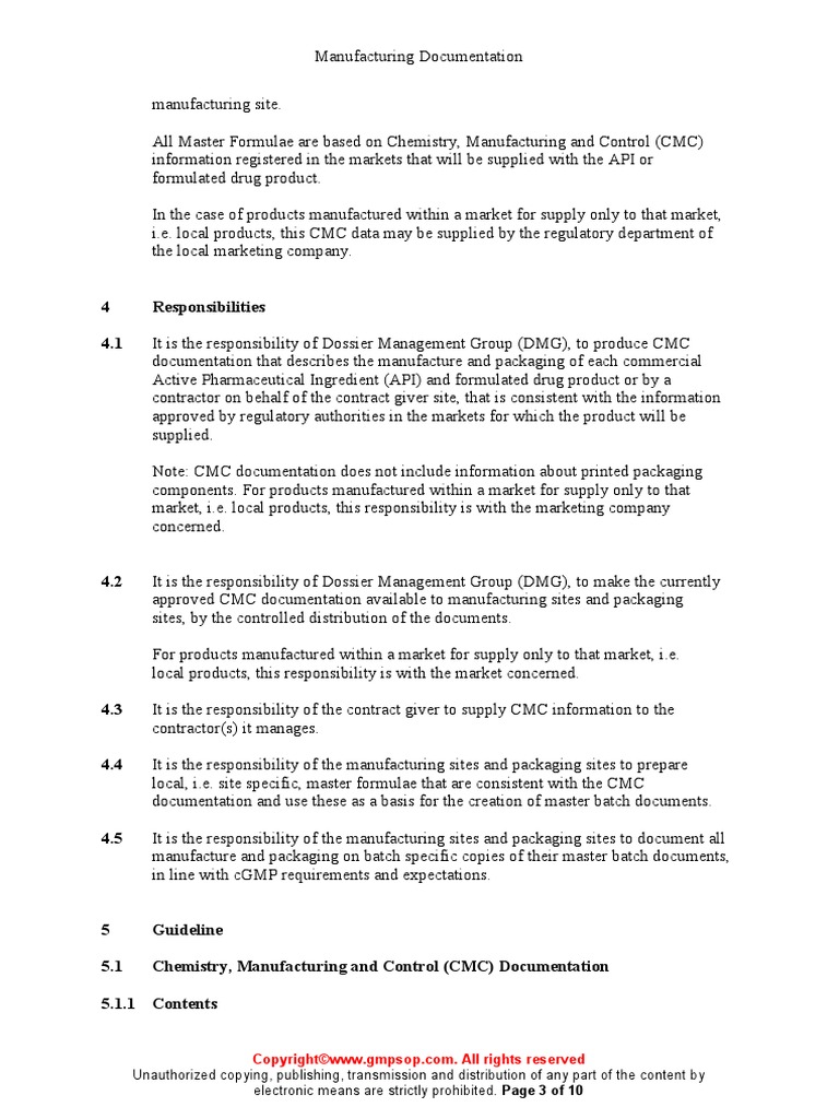 MFG MANUAL 003 Manufacturing Documentation Sample | Download Free PDF ...