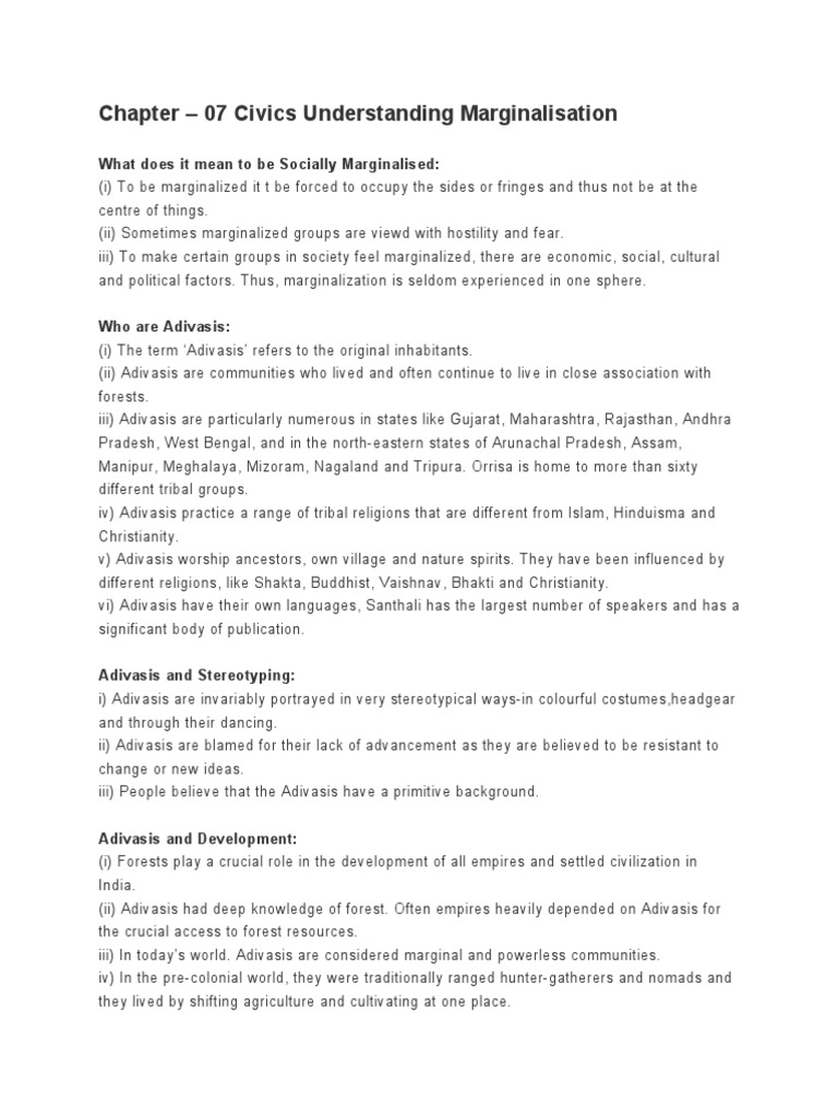Chapter7-Civics-Understanding Marginalisation | PDF | Asia | South Asia