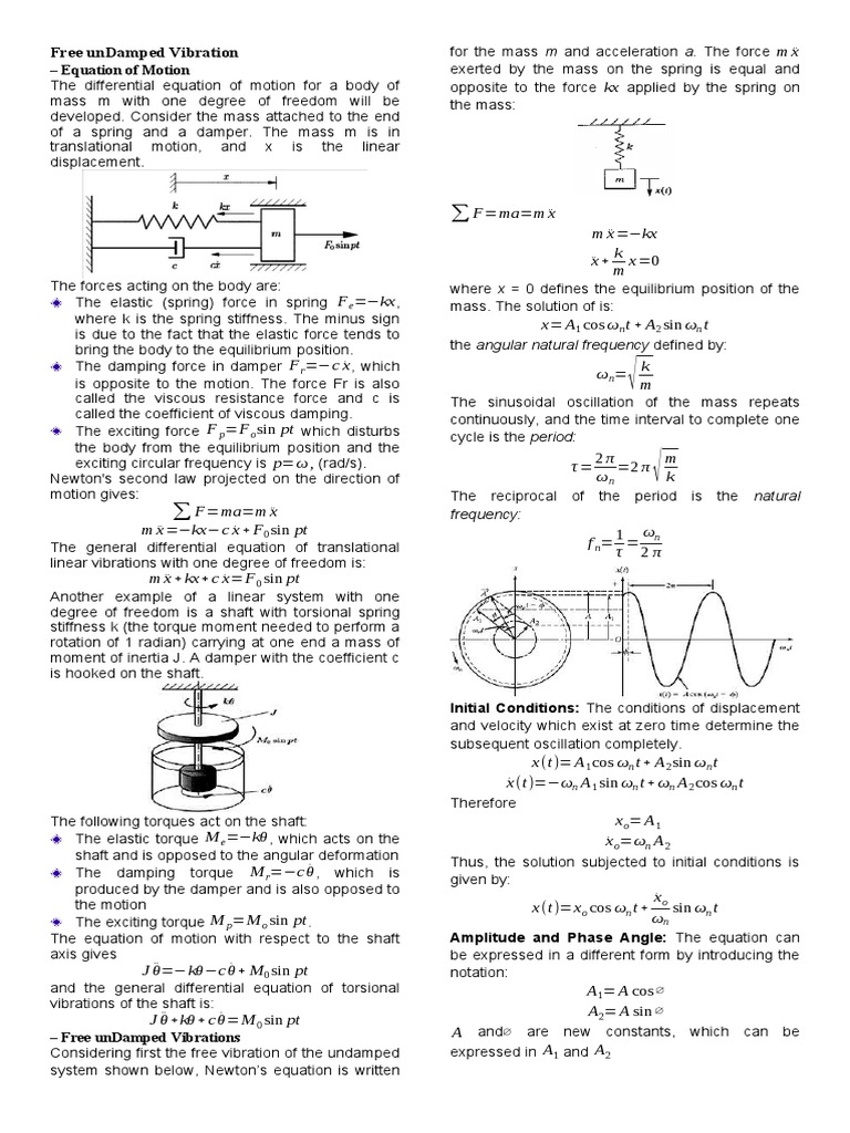 Eng Vibration Handout 3 | PDF | Torque | Damping