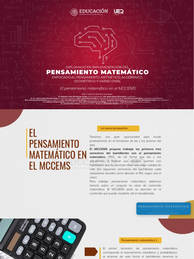 PM2 - El Pensamiento Matemático en El MCCEMS | PDF | Pensamiento | Matemáticas