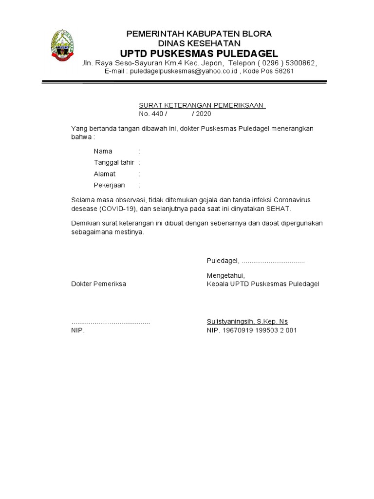 Surat Keterangan Covid-19 | PDF