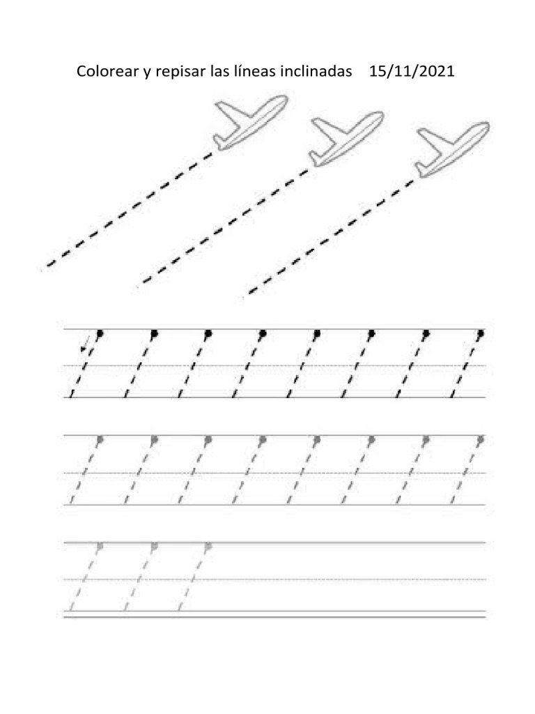 Colorear y Repisar Las Líneas Inclinadas Semana 15 de Noviembre | PDF