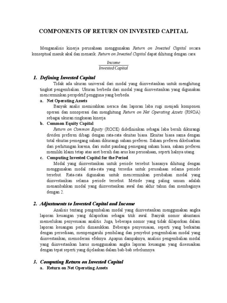 Analisis Return on Invested Capital | PDF | Bisnis | Pengelolaan ...