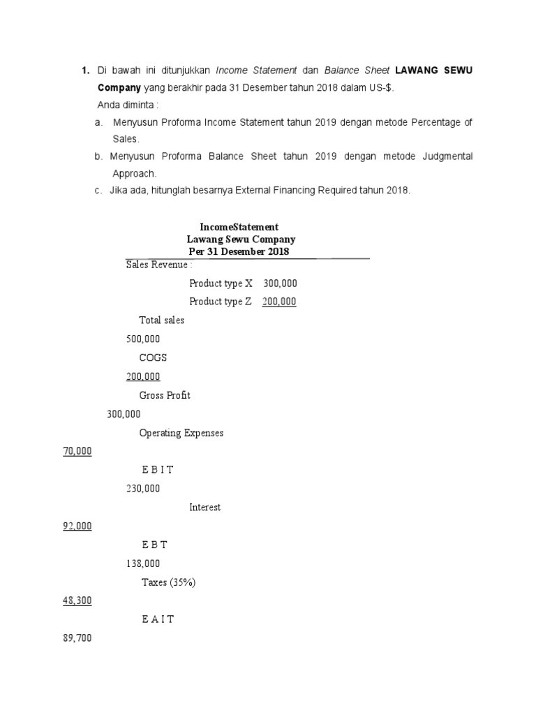 Soal Proforma Statements | PDF
