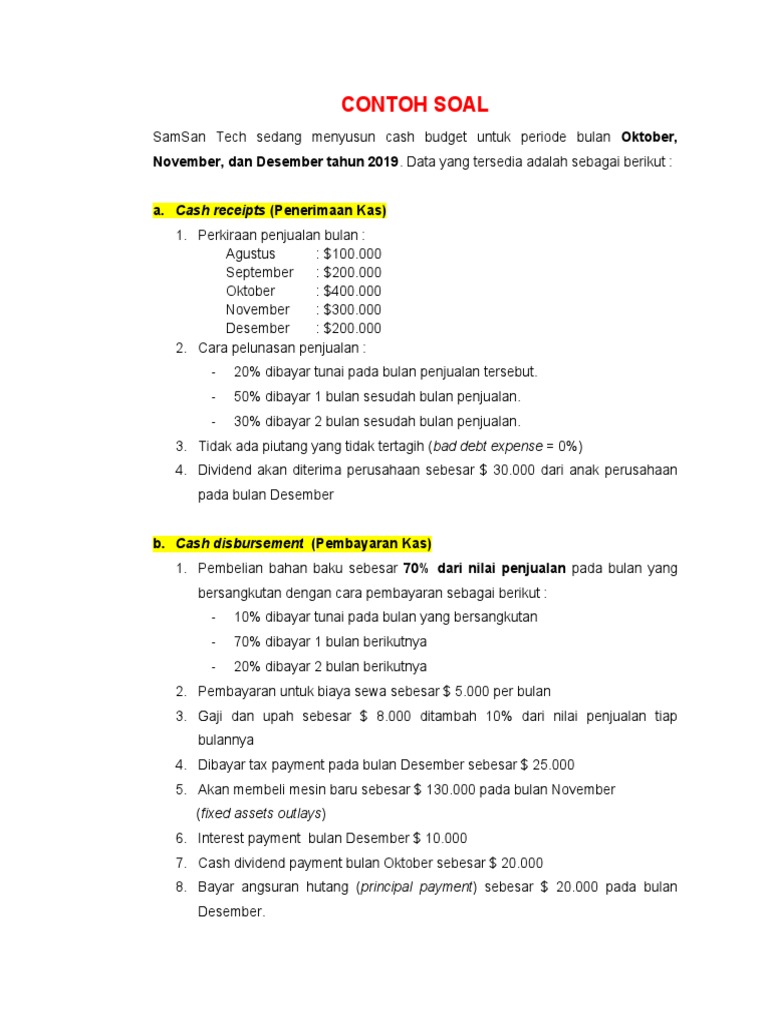 Contoh Soal Cash Budget | PDF