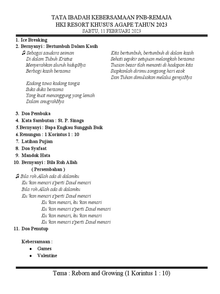 Tatib Ibadah Kebersamaan PNB 2023 | PDF