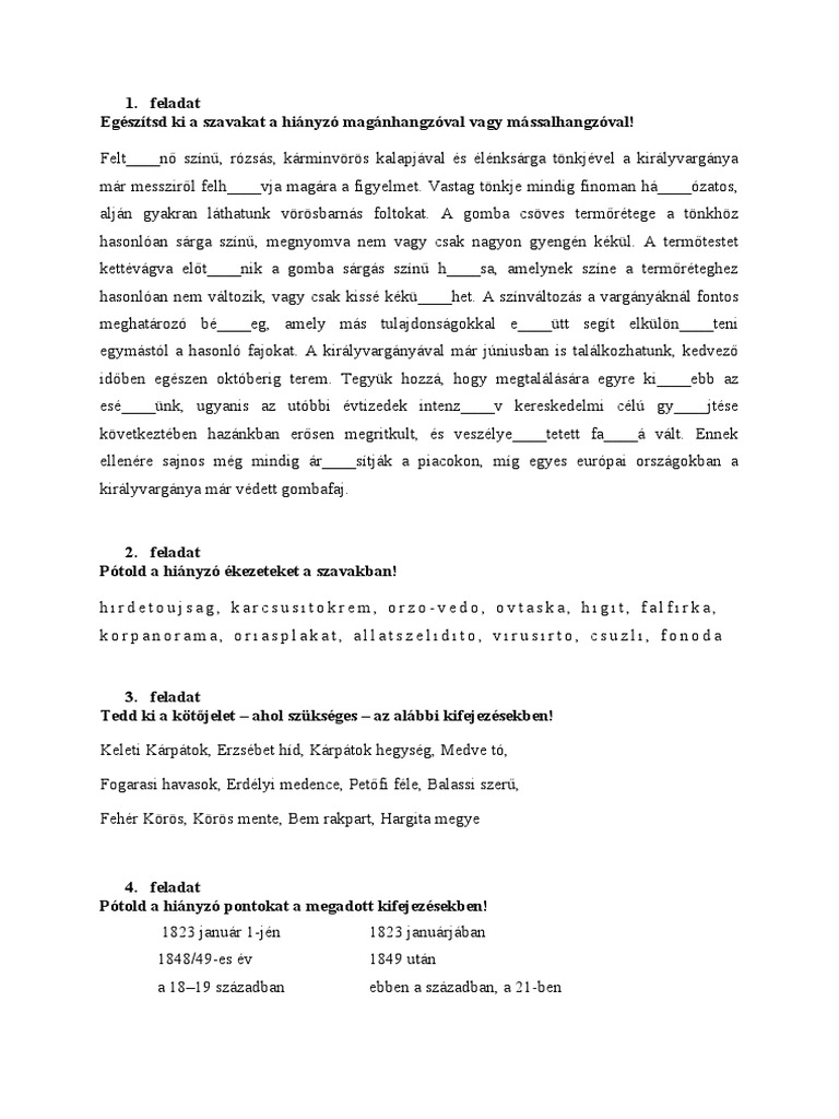 Helyesírási Gyakorlatok | PDF