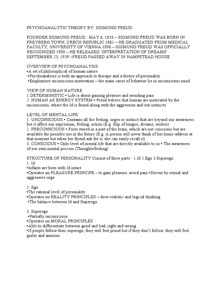 Freud's Psychoanalytic Theory | PDF | Psychoanalysis | Psychotherapy