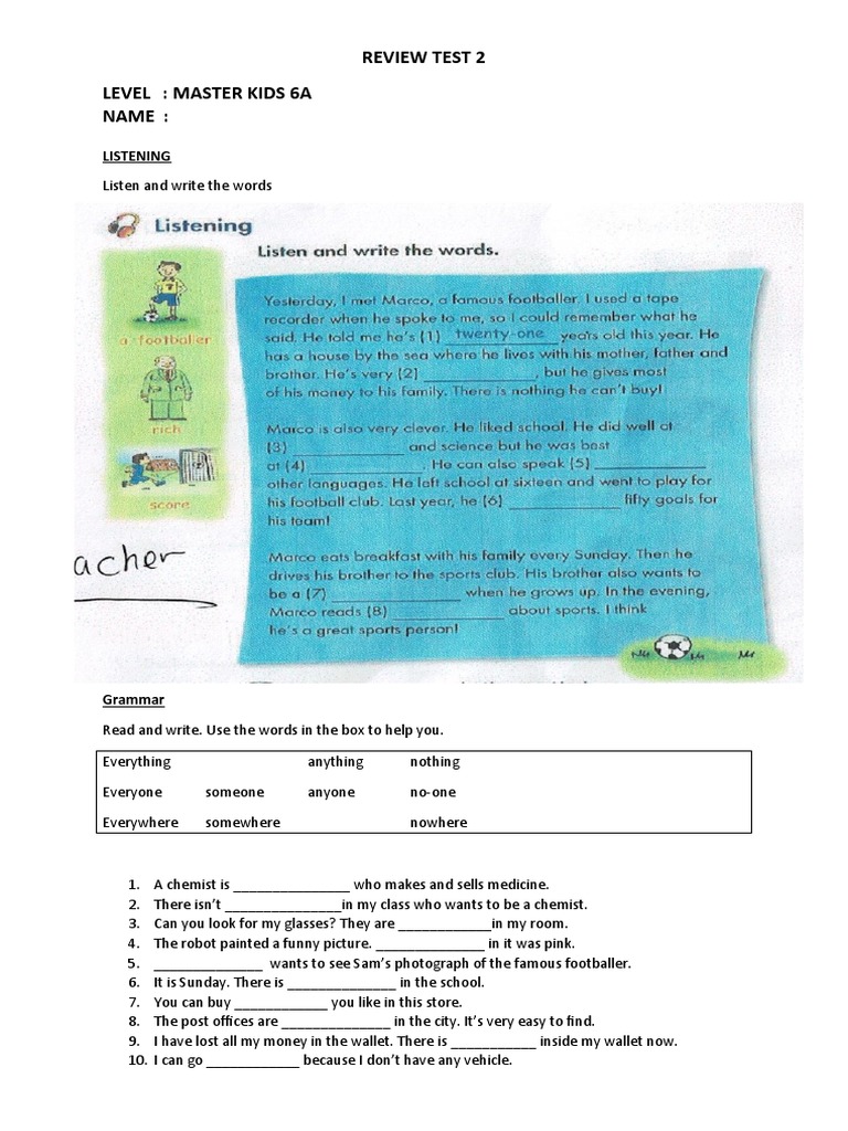 Kids 6a Unit 2 | PDF