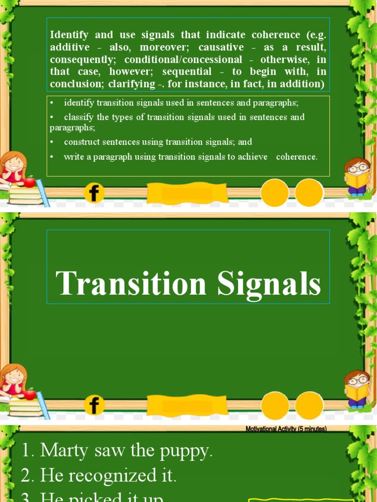 Types and Uses of Transition Signals | PDF | Sentence (Linguistics)