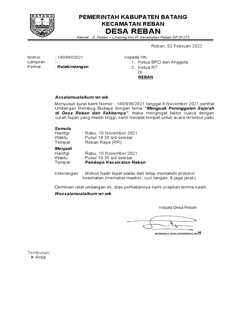 Ralat Undangan Acara di Reban | PDF