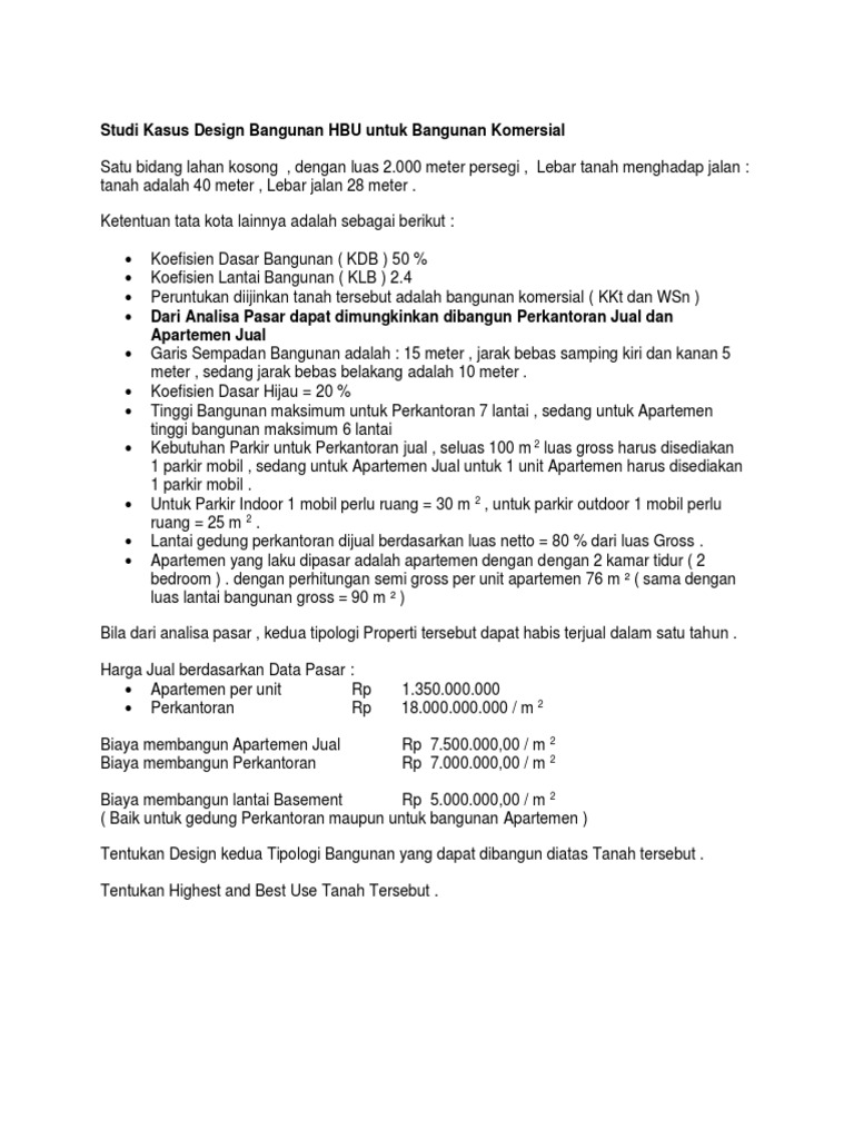 3.studi Kasus Perancangan Bangunan HBU, G Perkantoran & Apartemen | PDF 3.studi Kasus Perancangan Bangunan HBU, G Perkantoran & Apartemen | PDF