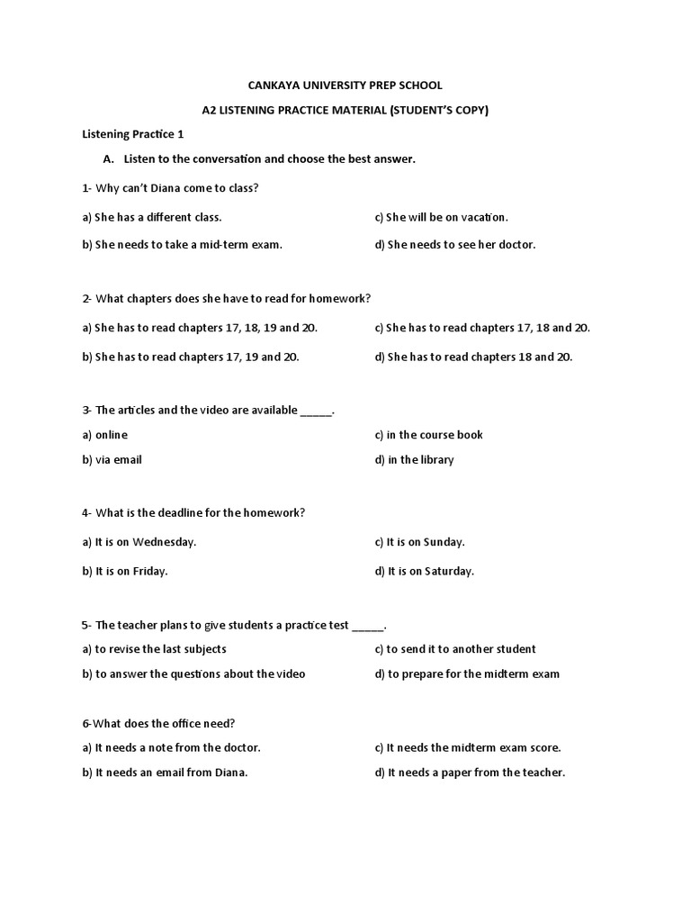 Listening Practice 1 - A2lis001s | PDF
