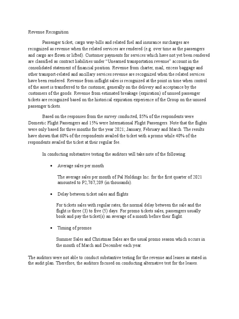 Ecaldre, Sian Substantive Testing Airlines GROUP 4 | PDF | Audit ...