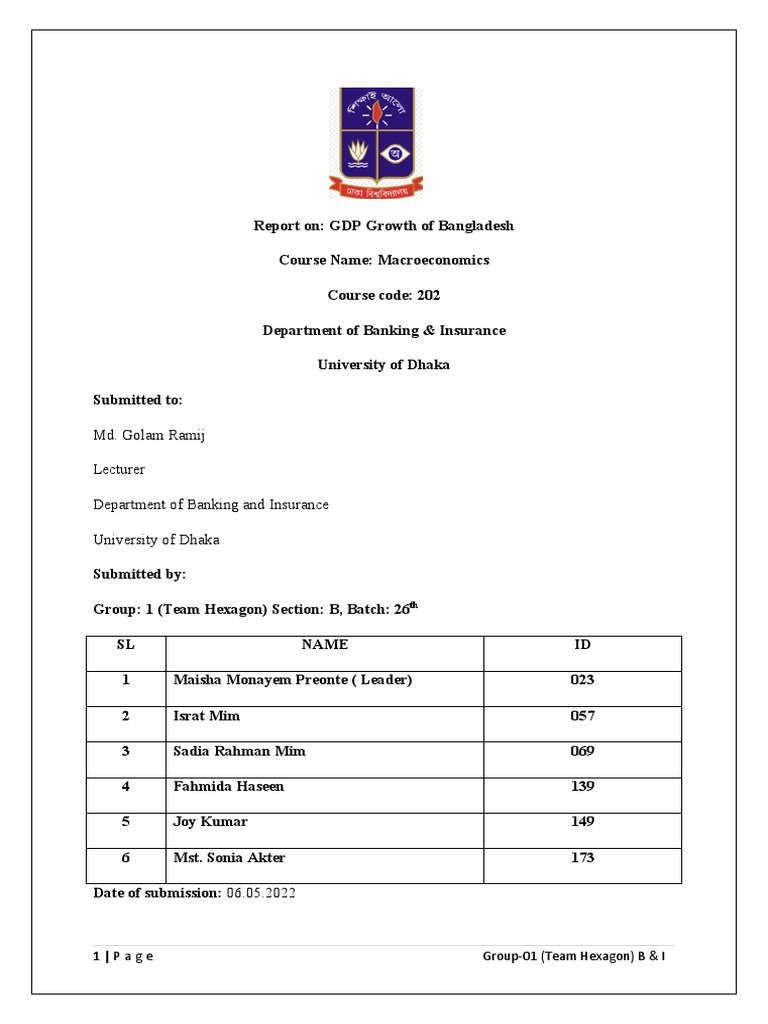 Macroeconomics Report GDP Growth of Bangladesh | PDF | Gross Domestic Product | Economic Growth