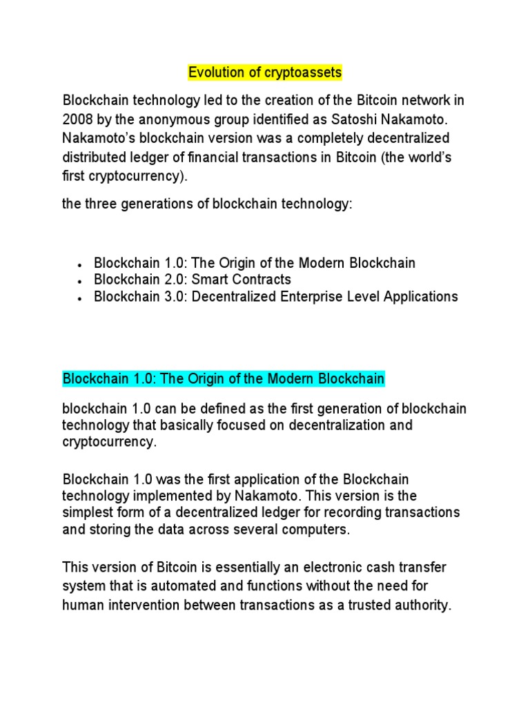 Evolution of Cryptoassets | PDF | Cryptocurrency | Bitcoin