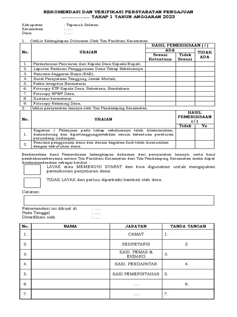 3 Lembar Verifikasi Permohonan | PDF