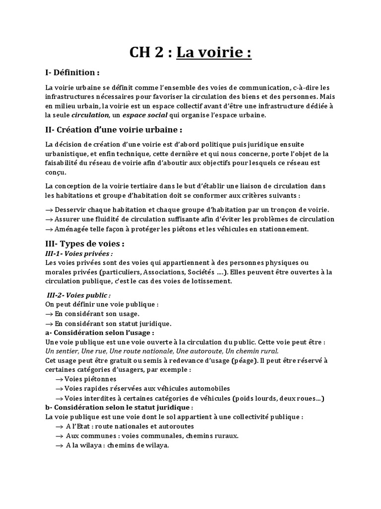 Définition et types de voirie urbaine | PDF | Technologie et ingénierie