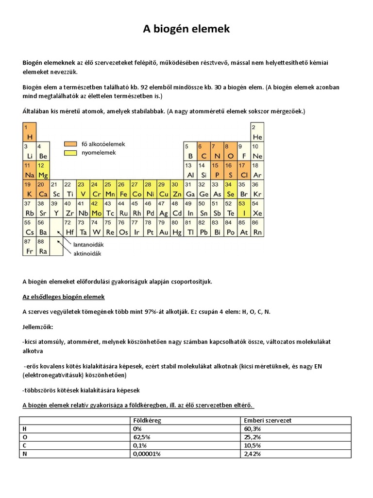 A Biogã©n Elemek | PDF