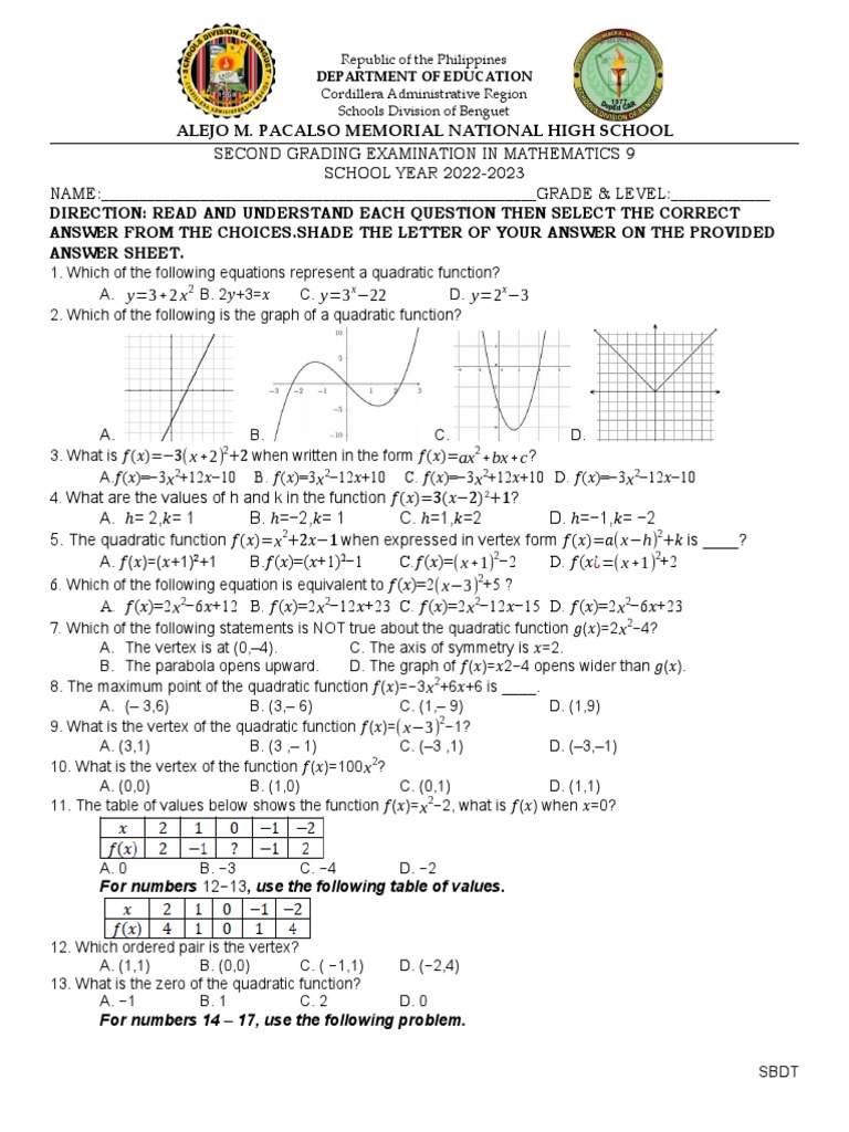 2ND Grading Exam2022 | PDF | Mathematics | Geometry