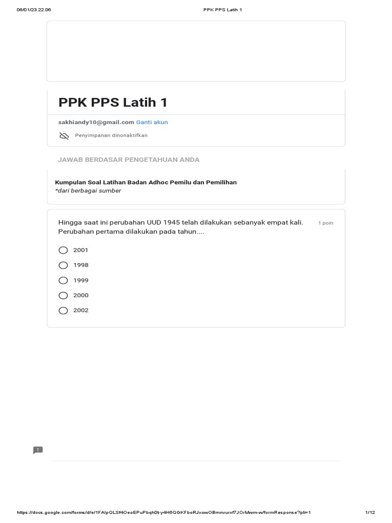 PPK PPS Latih 1 | PDF
