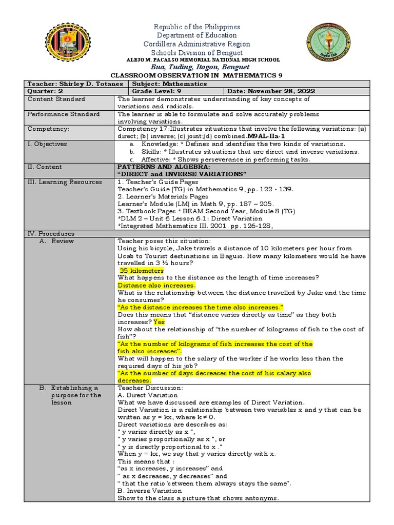 Cot 1-A | PDF | Learning | Teachers