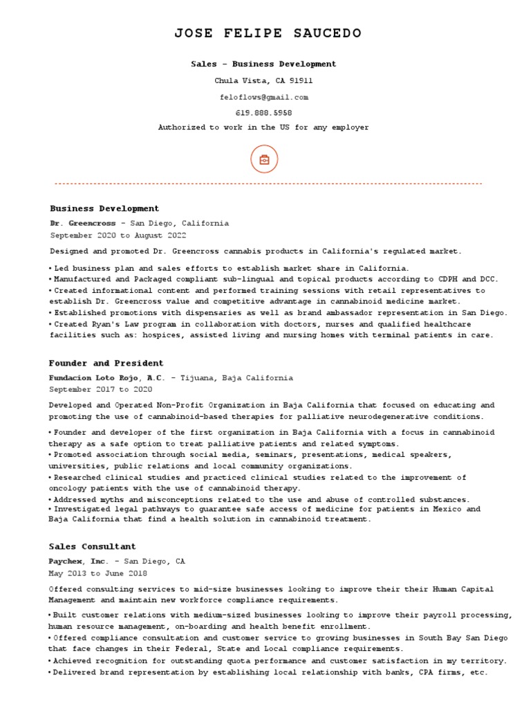 Resume - Jose Saucedo - 2022 | PDF | Sales | Palliative Care