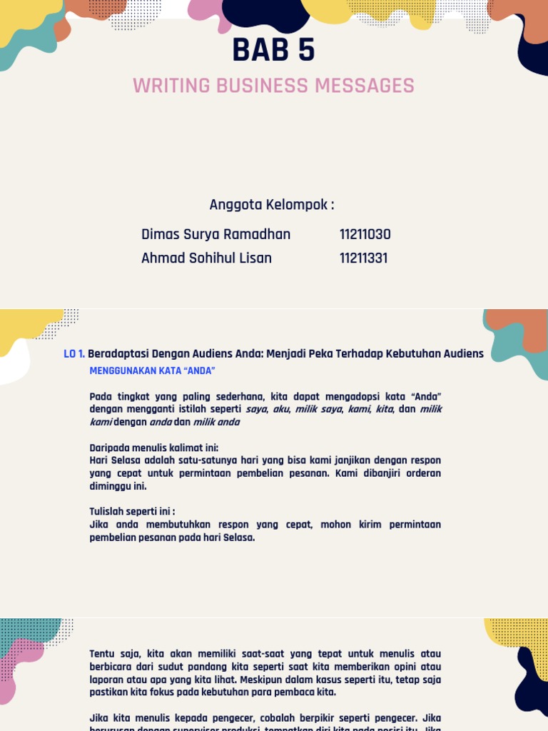 BAB 5 Komunikasi Bisnis - Ahmad Solihul & Dimas Surya | PDF