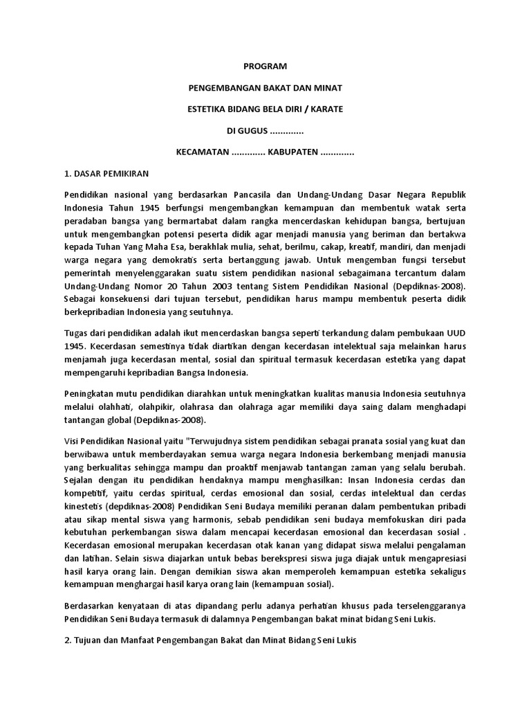 Contoh Program Pengembangan Bakat Dan Minat | PDF