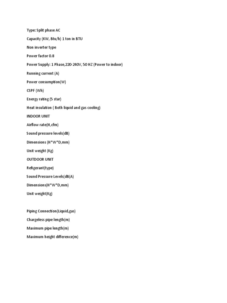 1 Ton Ac | PDF | Science & Mathematics | Technology & Engineering