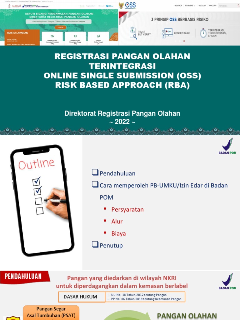 10. Registrasi Pangan Olahan Terintegrasi OSS RBA | PDF