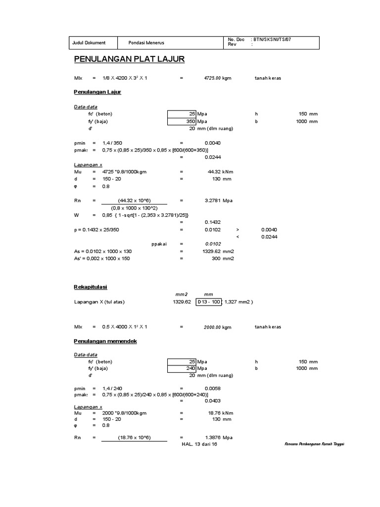 Perhitungan Pondasi Strauss Pile | PDF