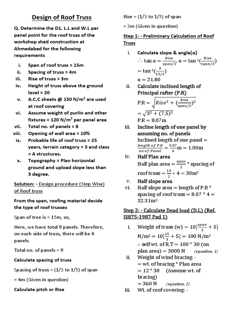 Design of Roof Truss | PDF | Truss | Civil Engineering