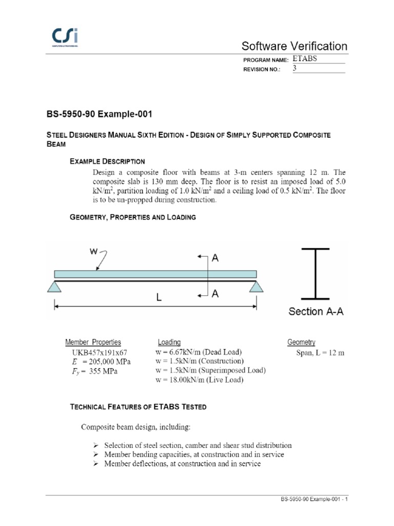 Contents BS 5950 90 Example 001 | PDF
