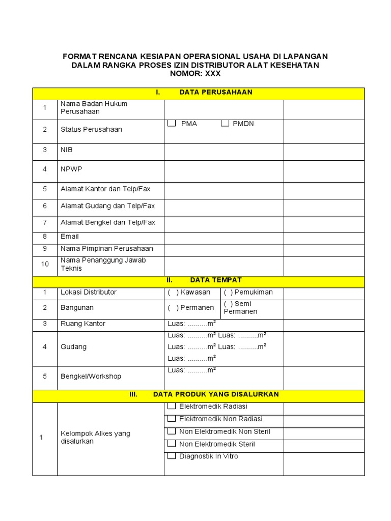 Rencana Kesiapan Operasional Izin Distributor Alat Kesehatan | PDF