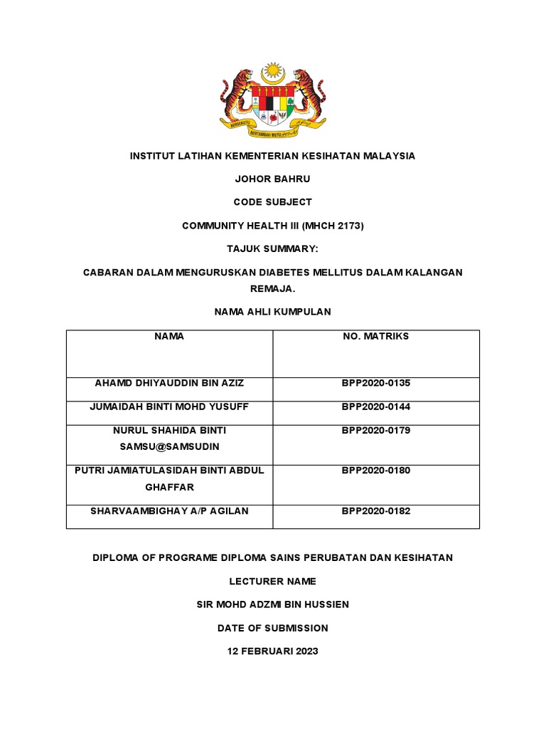 MHCH Diabetes Mellitus | PDF