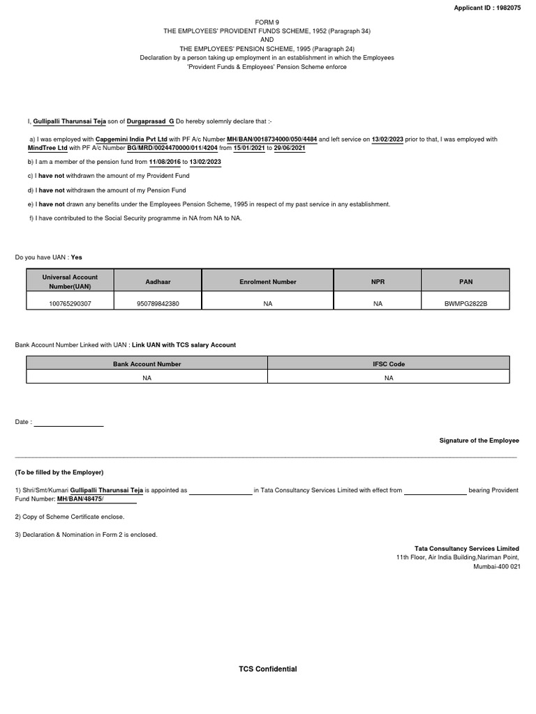 Form 9 | PDF | Pension | Employment Compensation