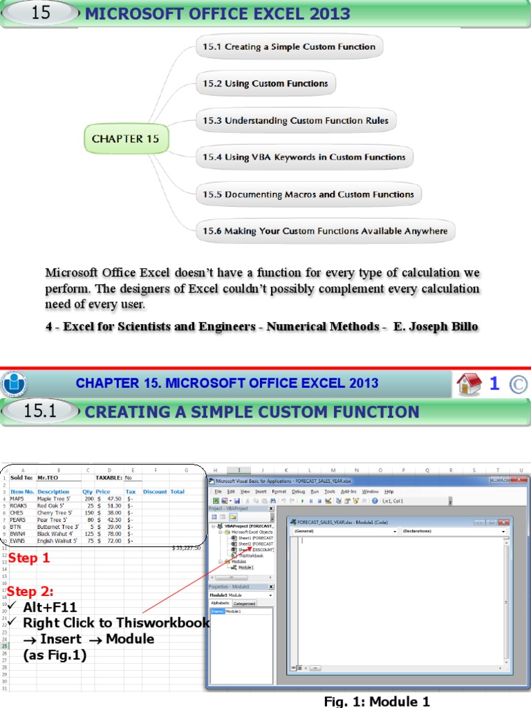 Computing Microsoft Excel Chapter 15 Create Custom Functions