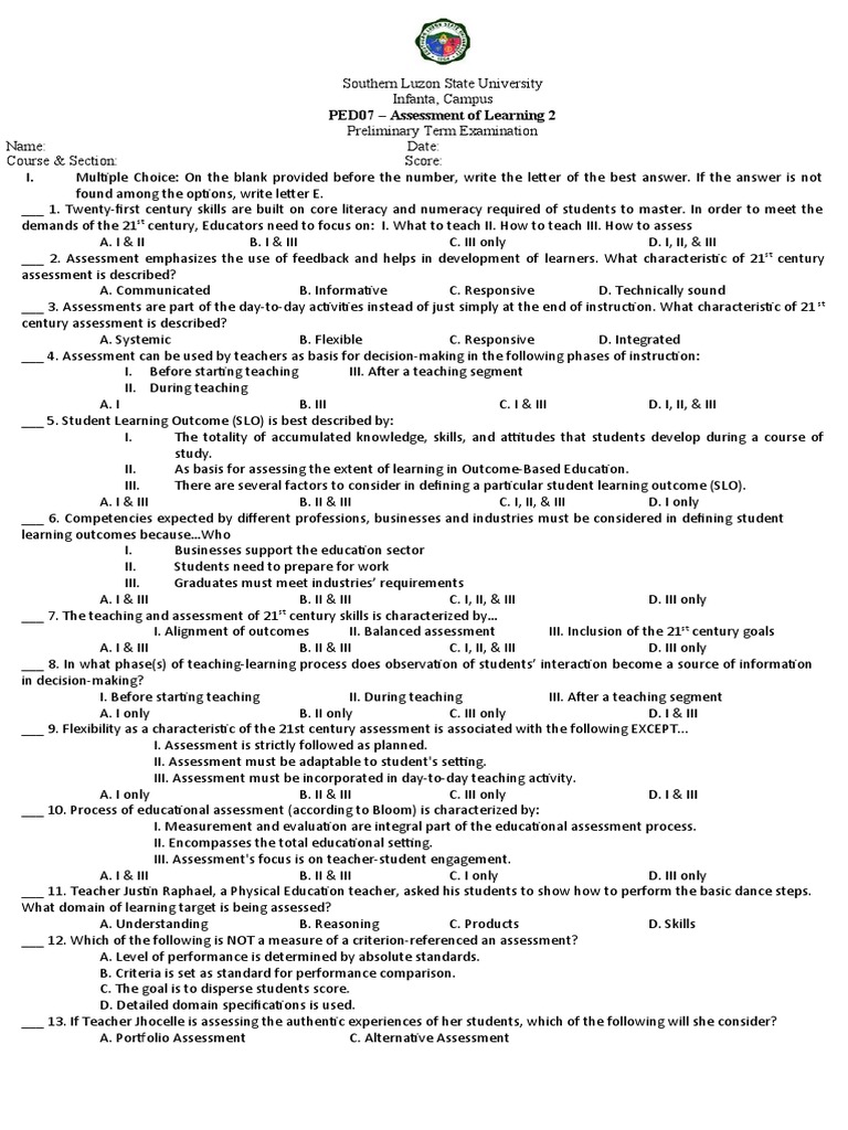 Prelim Examination Ped02 Zuela | PDF | Educational Assessment | Rubric (Academic)