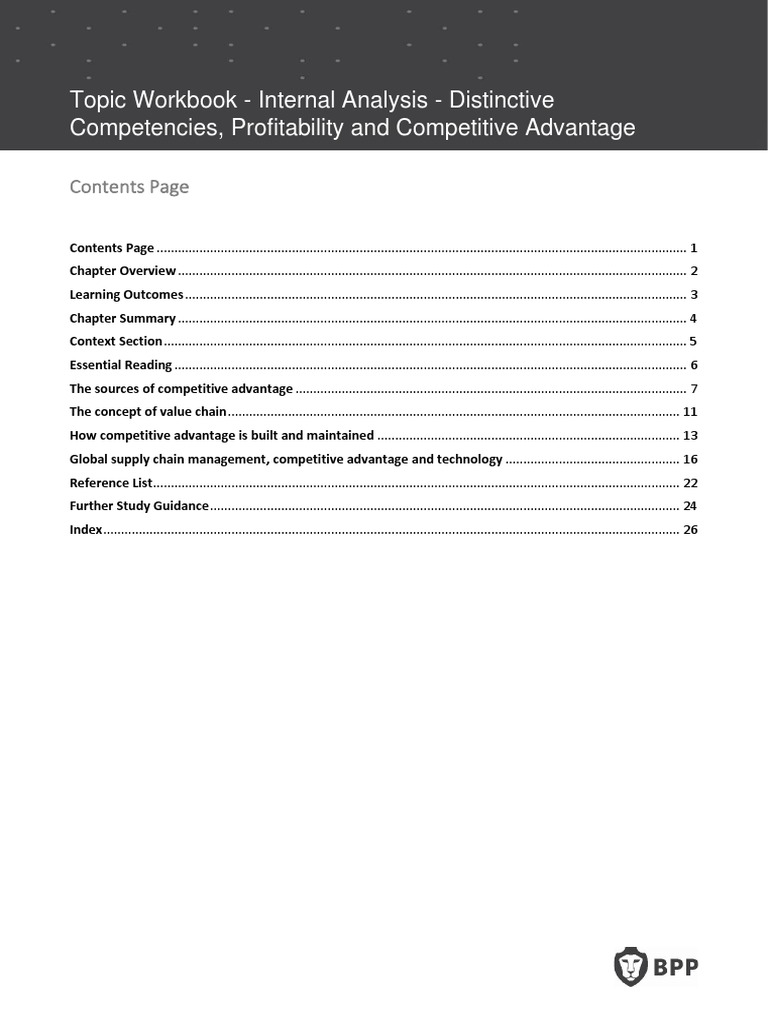 Topic Workbook - Internal Analysis - Distinctive Competencies ...