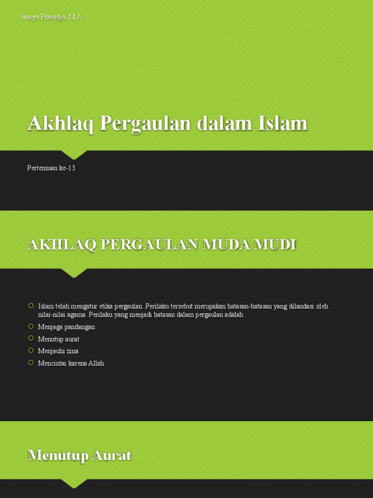 Akhlaq Pergaulan Dalam Islam | PDF