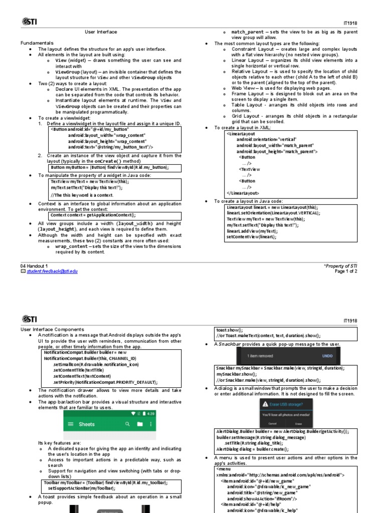 04 Handout 1 | PDF | Page Layout | Mobile App